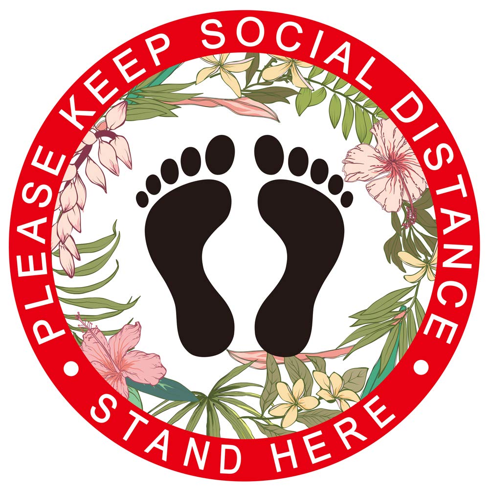 Social Distancing Floor Decals - 7.8"-20 Pack Stand Floor Decal - Wait ...