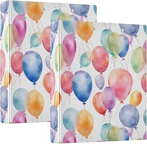 Amazon.com : 3 Ring Binder Rainbow Balloons, 1.5 Inch Round Ring Binder ...