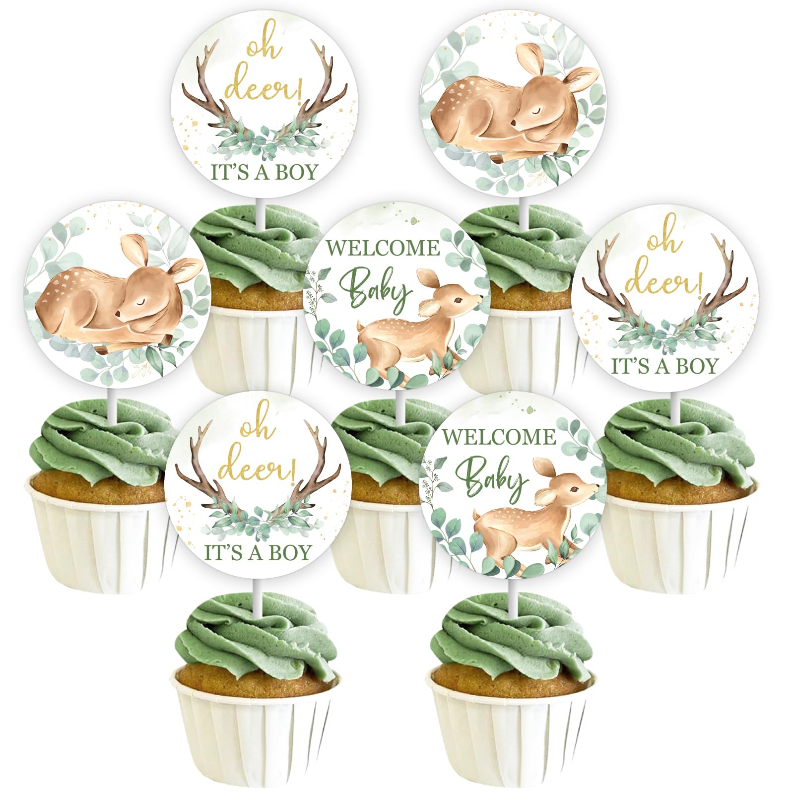 Amazon.com: Sursurprise Deer Baby Shower Decorations for Boy, 24 Pieces ...