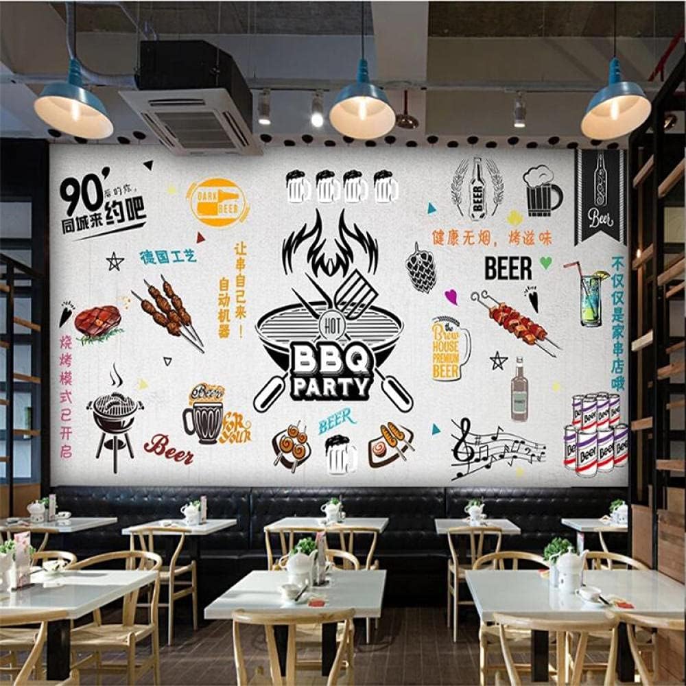 Custom Barbecue Restaurant Decor Gray Background 3D Mural Wallpaper BBQ ...