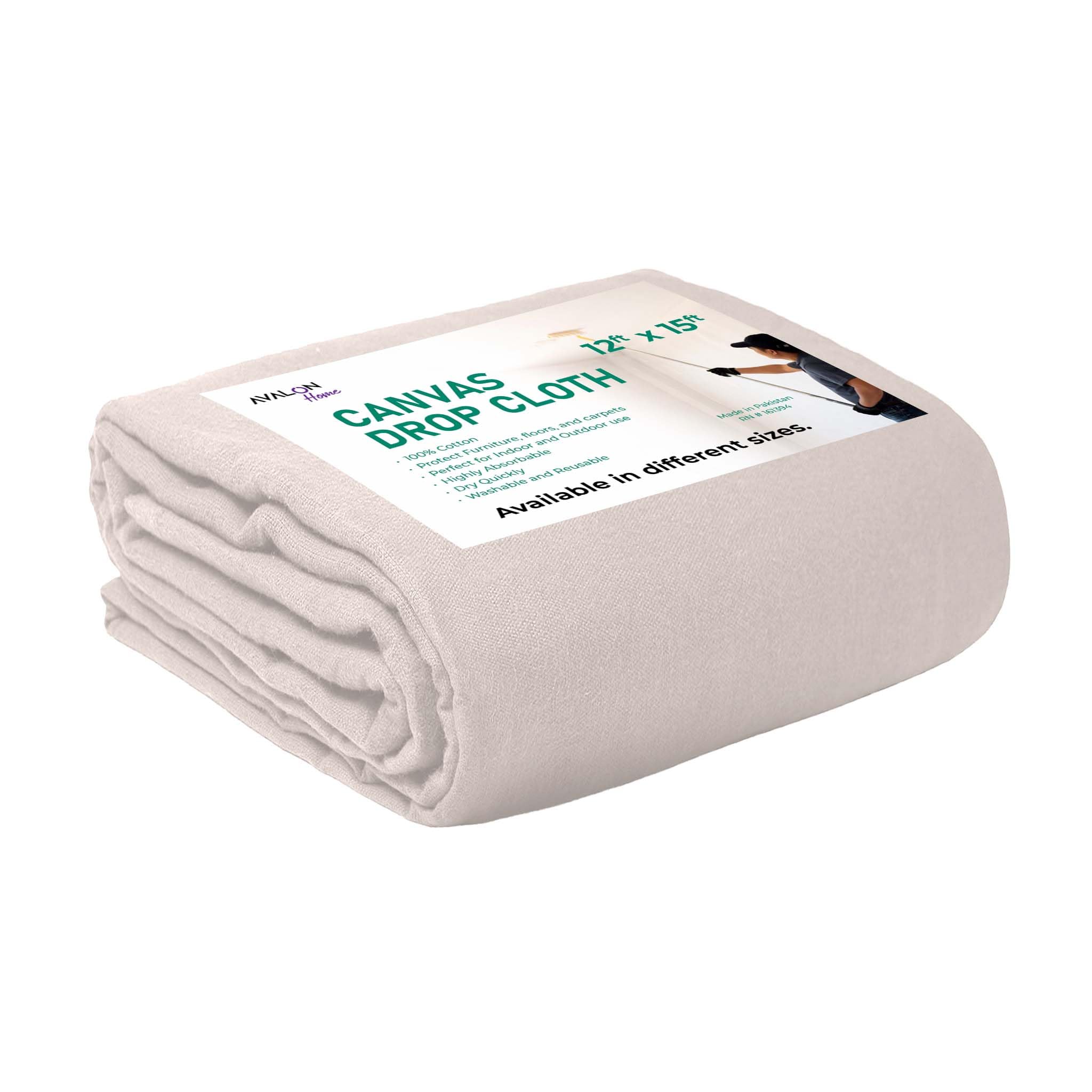 Canvas Drop Cloth 12x15 ft Pack of 1 - Odourless Painters Drop Cloth ...