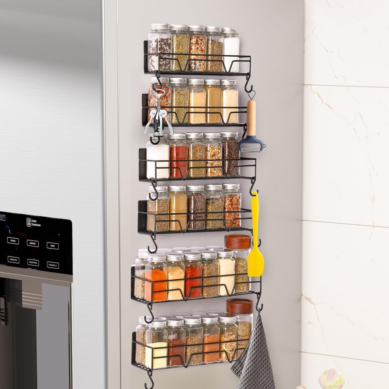 Amazon.com: Vtopmart 6 Pack Magnetic Spice Rack for Refrigerator with ...