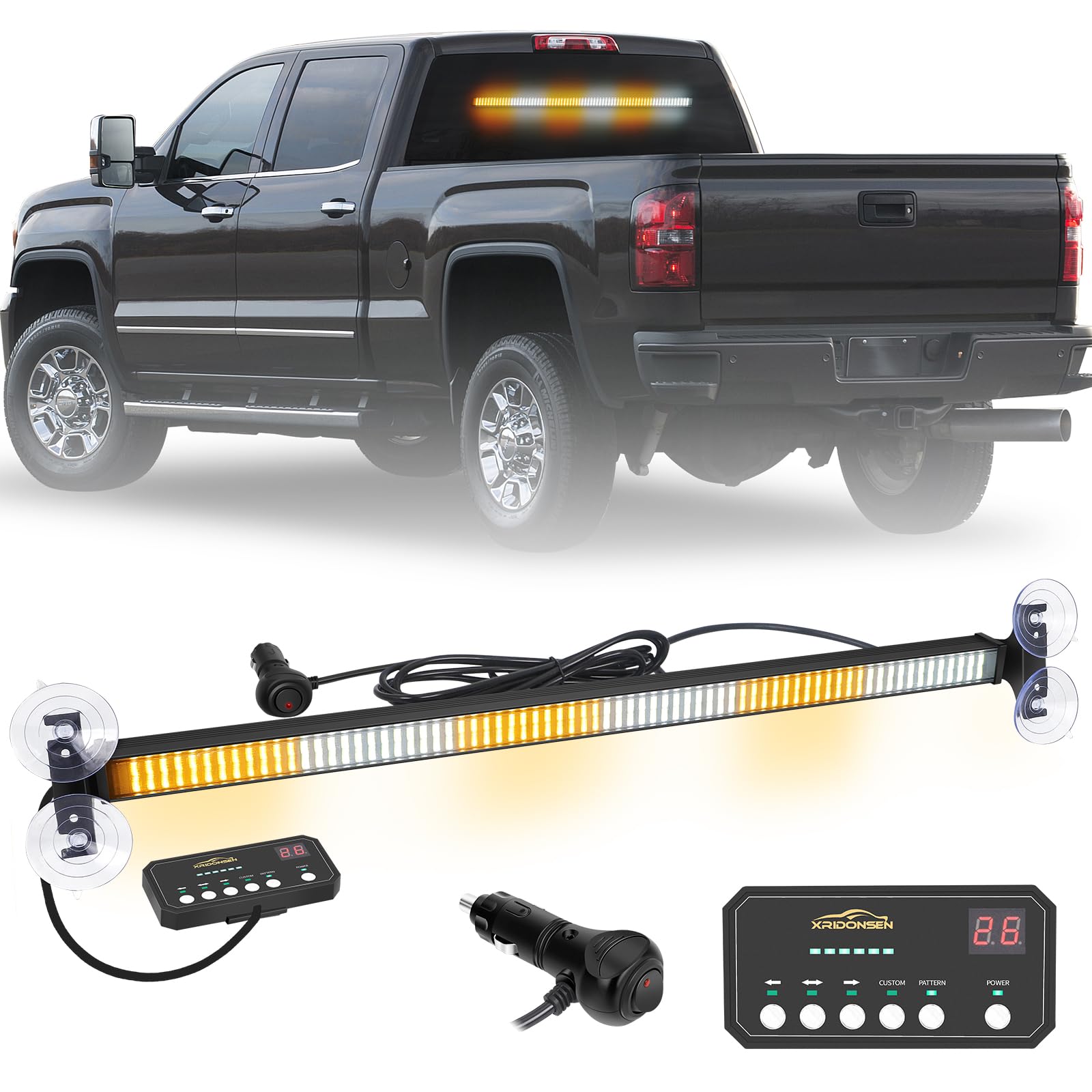 Snapklik.com : 27 Inch LED Traffic Advisor Strobe Light Bar Amber White ...