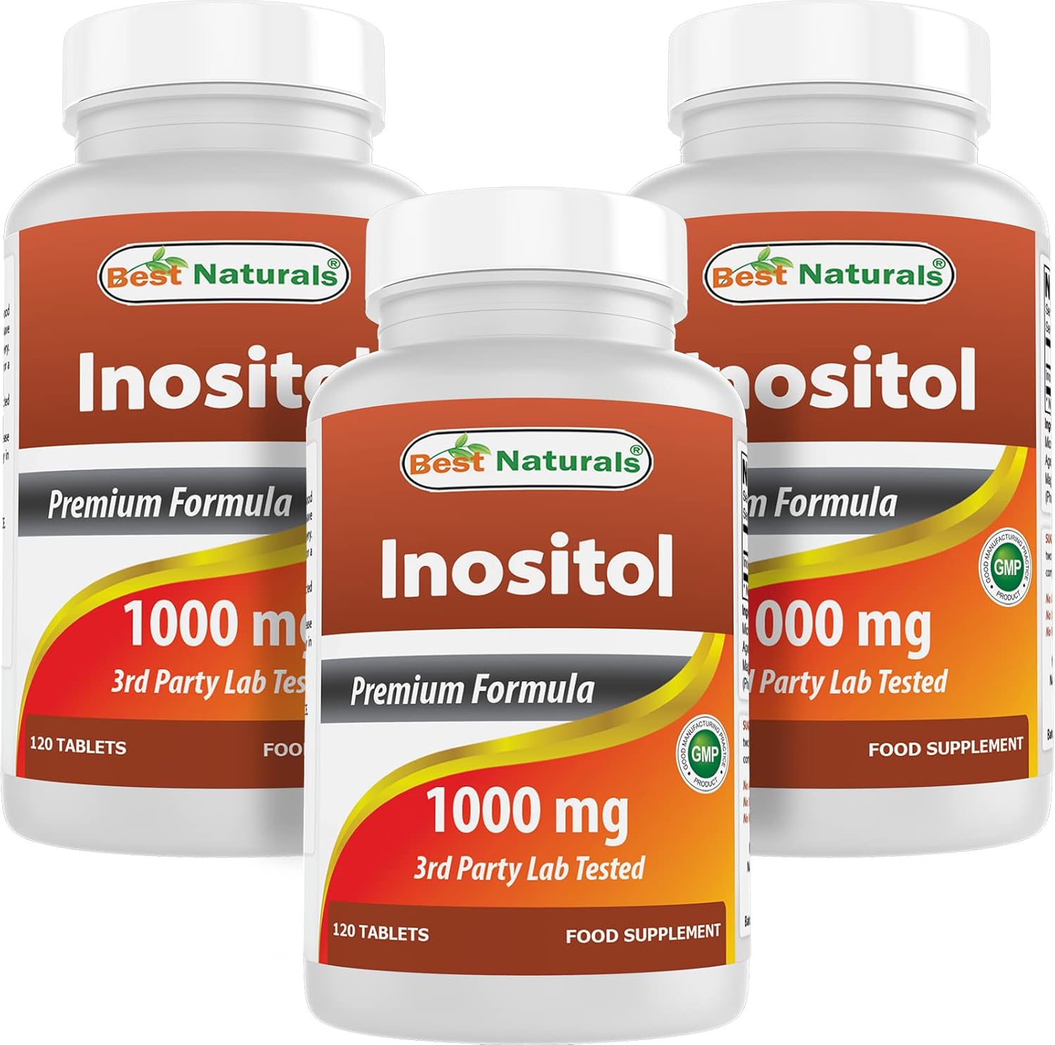 Best Naturals Inositol 1000 mg 120 Tablets (120 Count (Pack of 3 ...