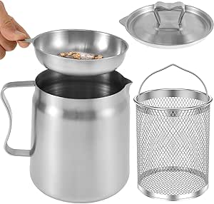 Amazon.com: SHASUXTING Oil Filter Pot Stainless Steel Oil Strainer Pot ...