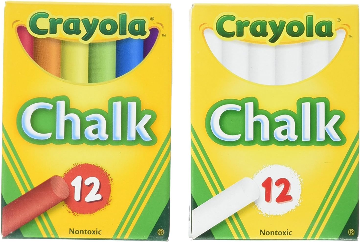 Amazon.com: Crayola Non-Toxic White Chalk(12 ct box)and Colored Chalk ...