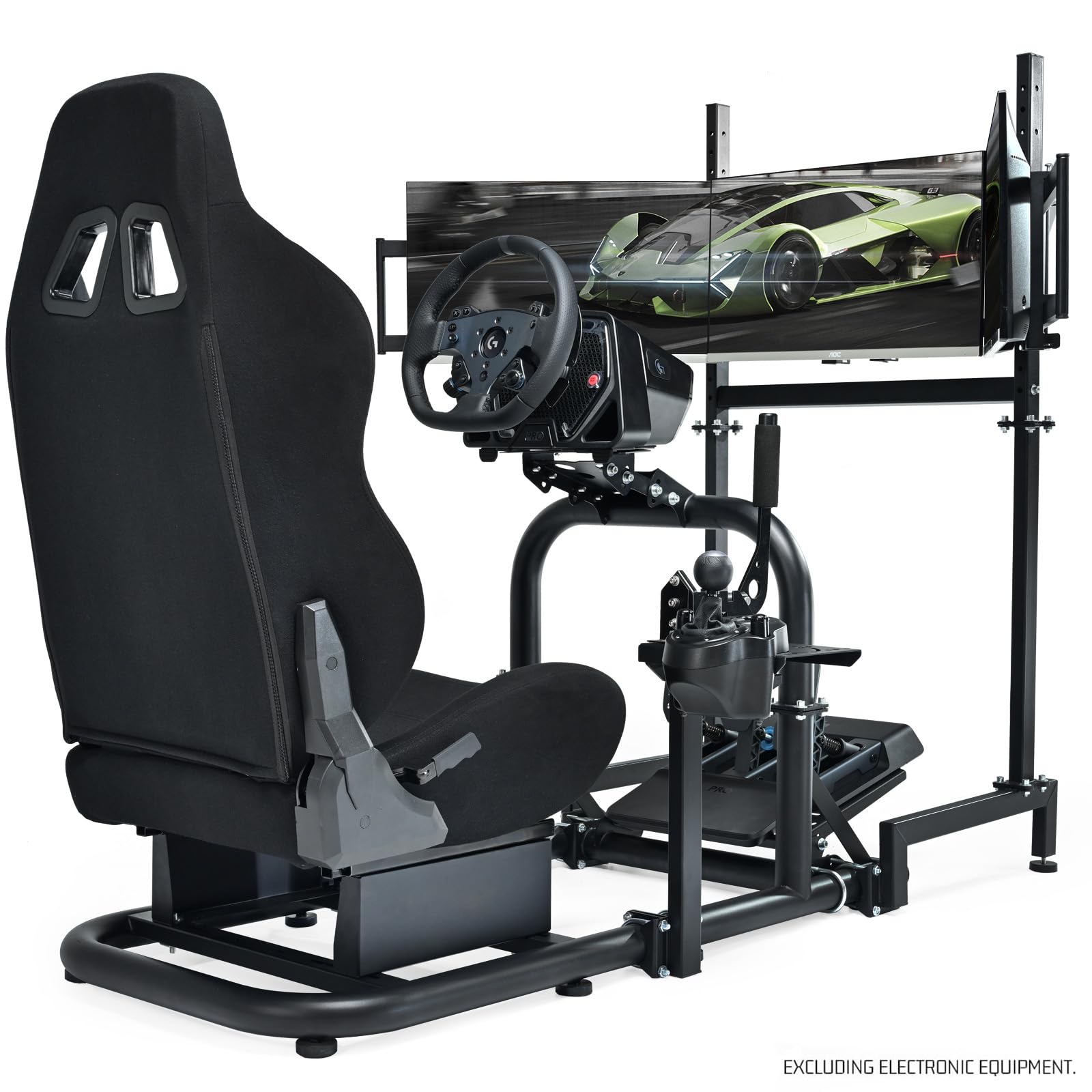 Amazon.com: Anman Racing Sim Cockpit with Triple Monitor Mount and Seat ...