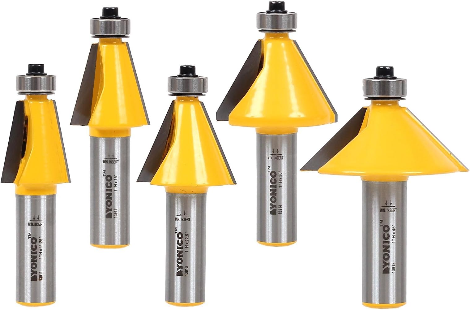 3 Pcs 1/2" Shank Chamfer Router Bits, Chamfer & Bevel Edge Forming ...