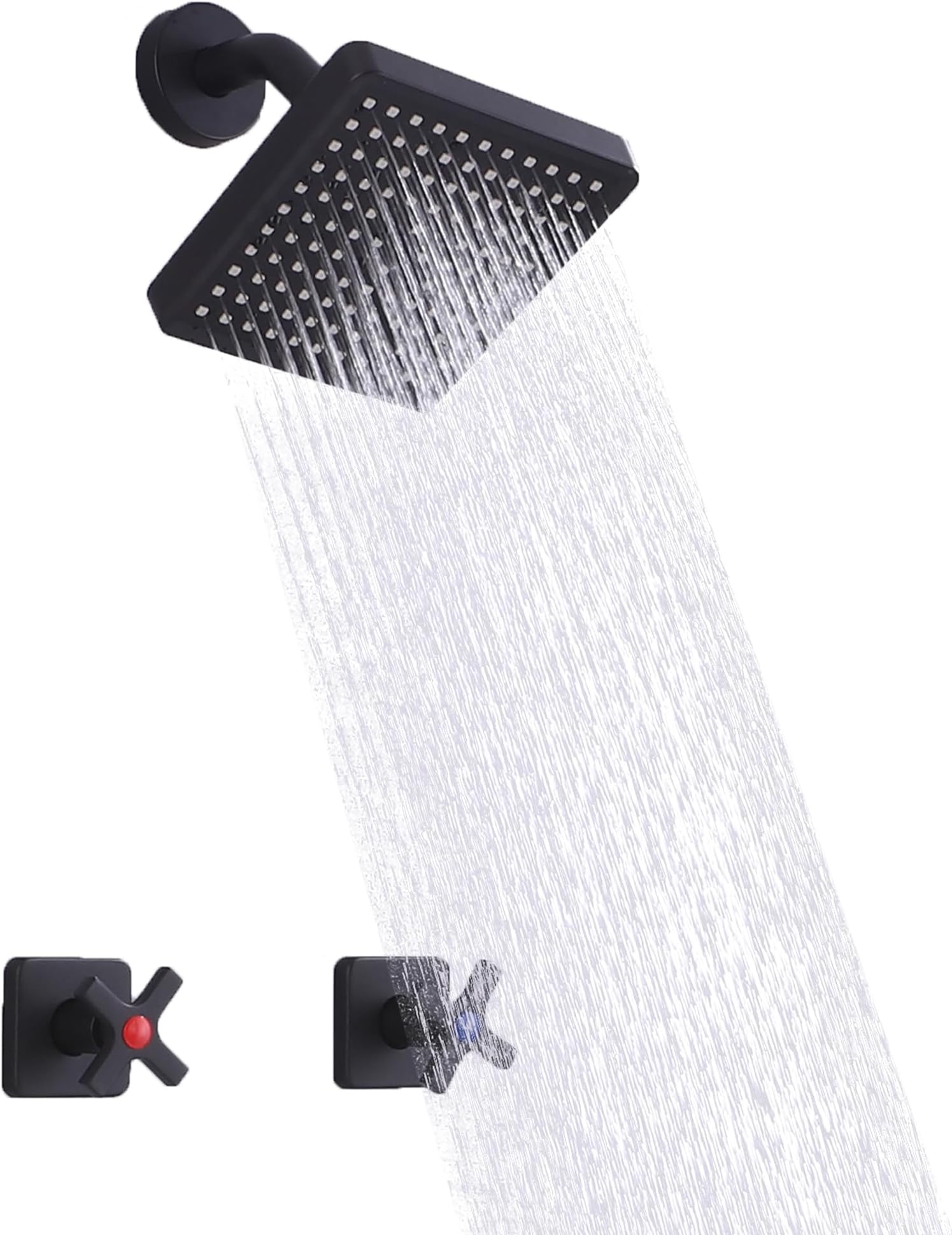 SUBEIXI 2 Handle Shower Faucet Set, Black 8 Mode Shower Head and 10 ...