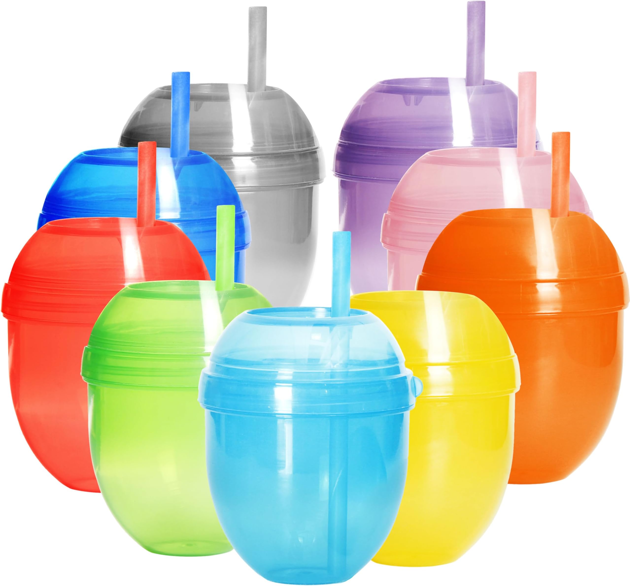 Amazon.com: Youngever 9 Sets 7 Ounce Plastic Kids Cups with Straws, 9 ...