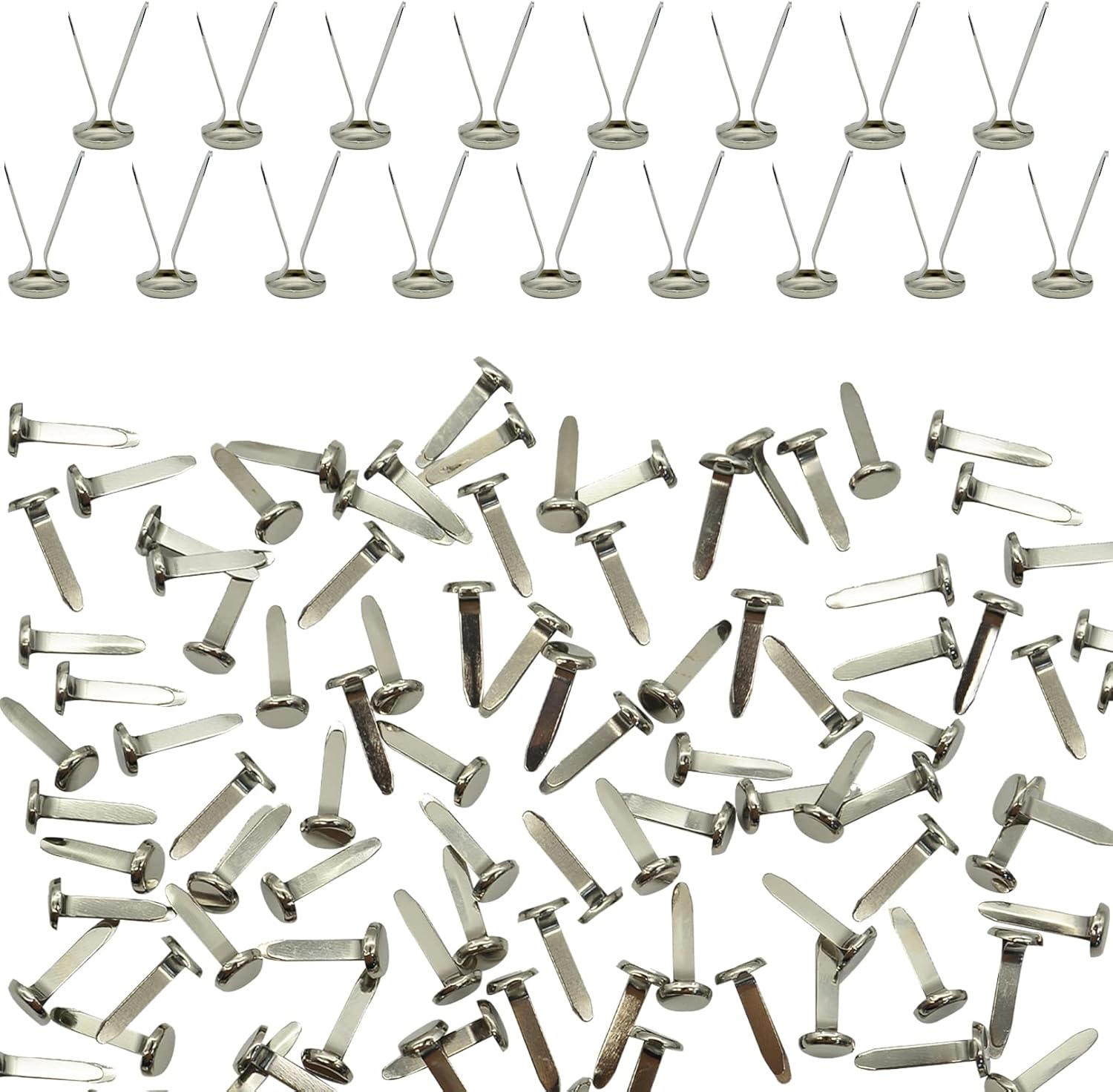 100pcs Split Pins,Round Flower Drawing Pins,Metal Paper Fasteners Mini Brads,8x17mm Round ...