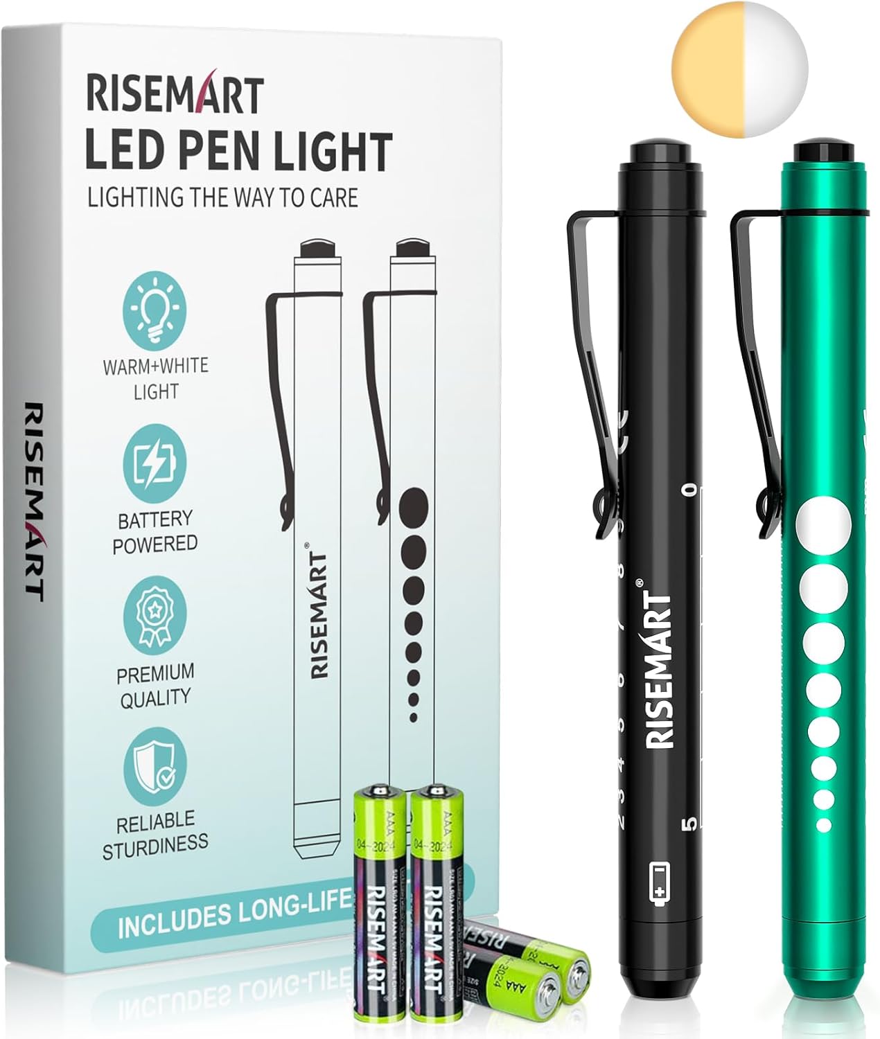 RISEMART Pen Light, Nurse LED Medical Penlight with Pupil Gauge for ...