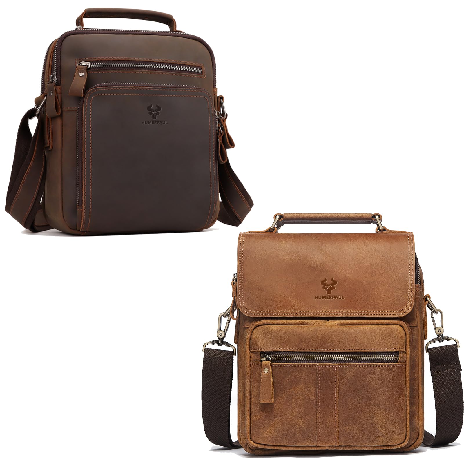 Amazon.com: HUMERPAUL Leather Messenger Bag for Men, Man Purse ...