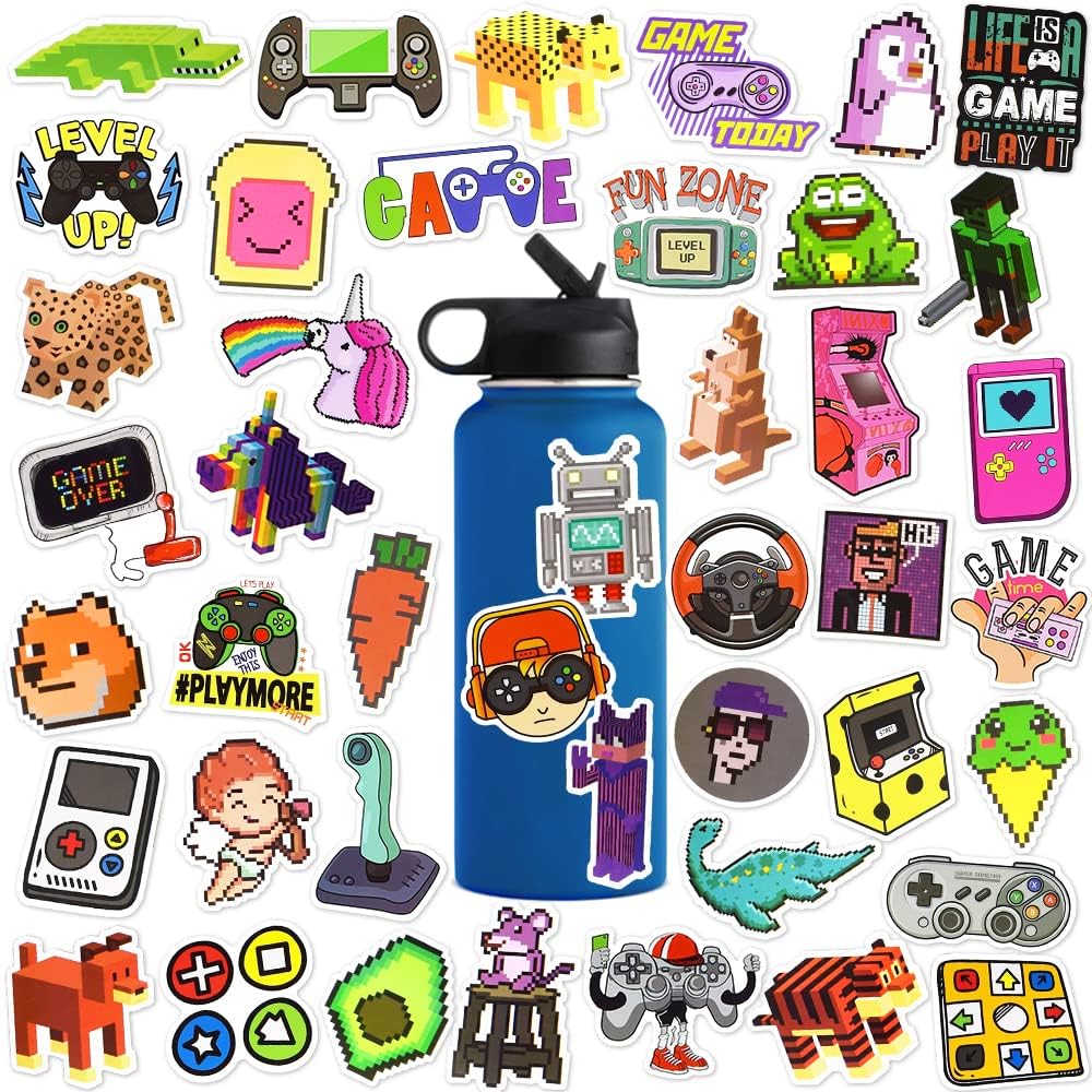 Amazon.com: BAIYINGMOER 100 Pcs Video Game Stickers for Water Bottles ...