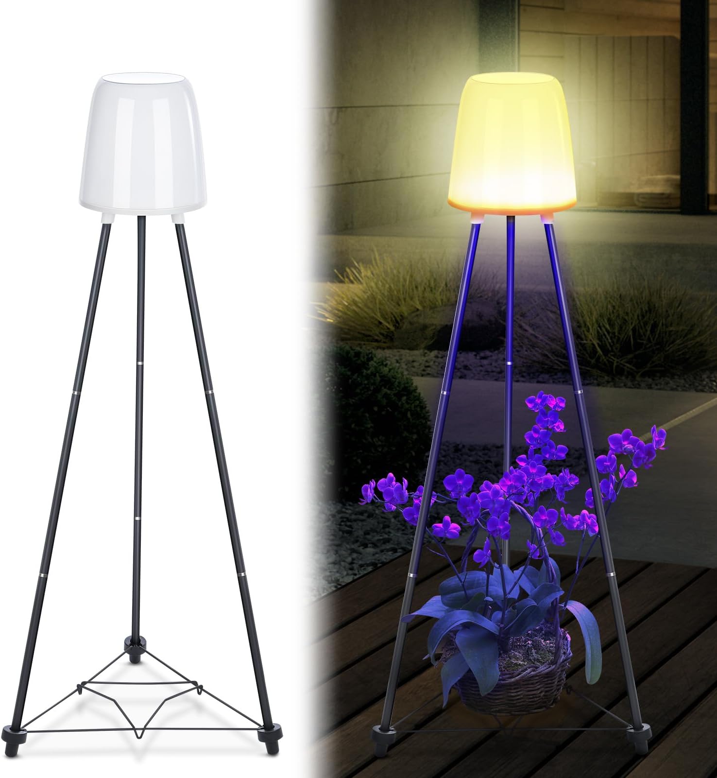 CEED4U 2 Packs 42.5" Metal Solar Floor Lamps with Plant Stands Outdoor ...