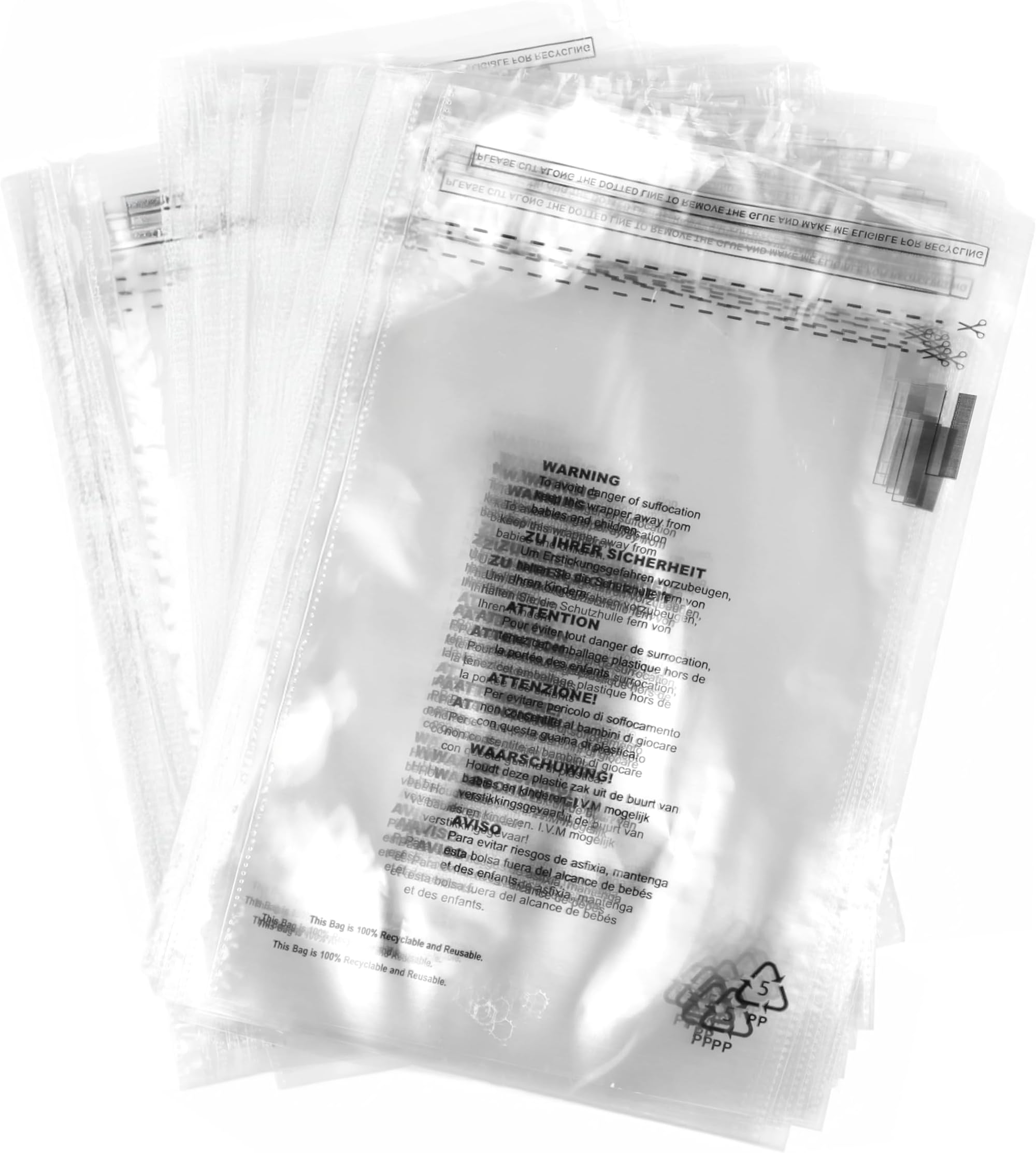 100 x Self Seal OPP Crystal Clear Poly Bags with Suffocation Warning in ...