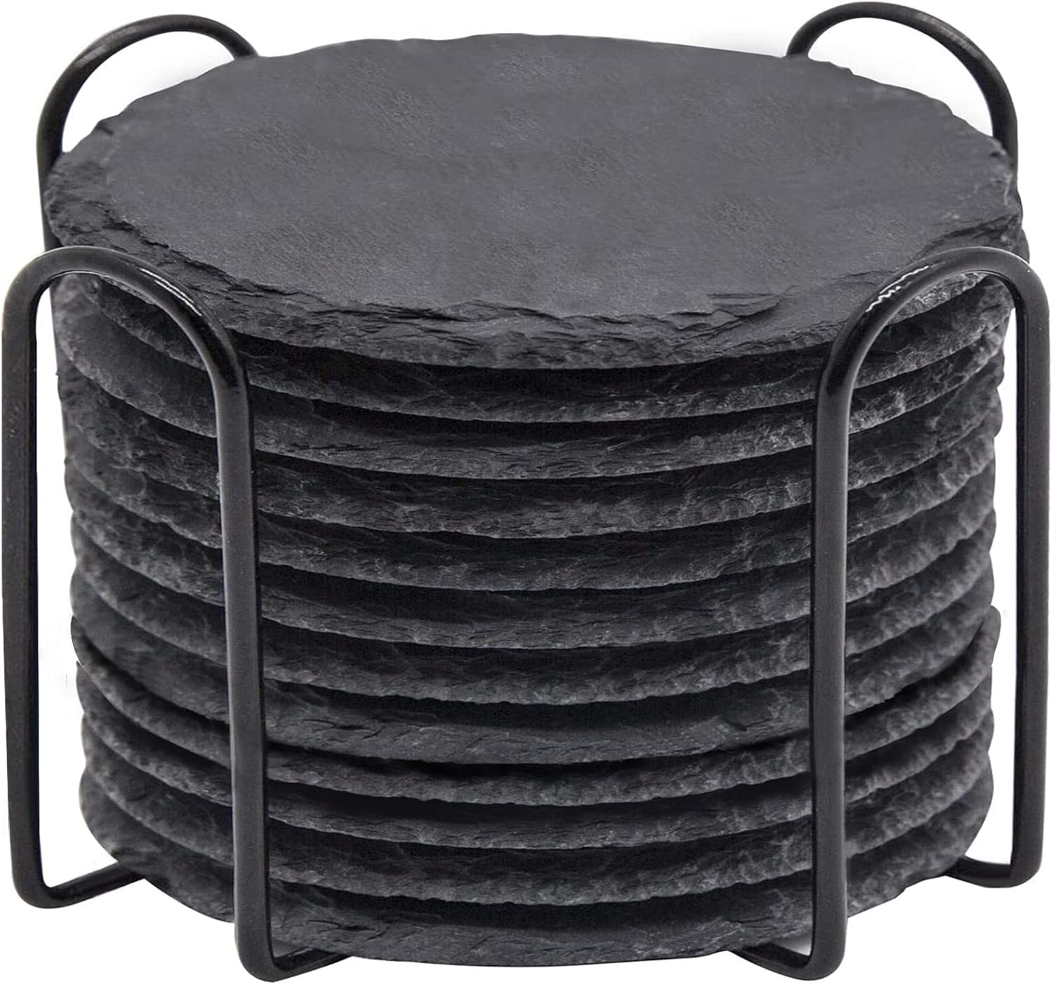 12 Pieces Coasters with Holder, WEWINK PLUS 4 Inch Slate Coasters Bulk ...