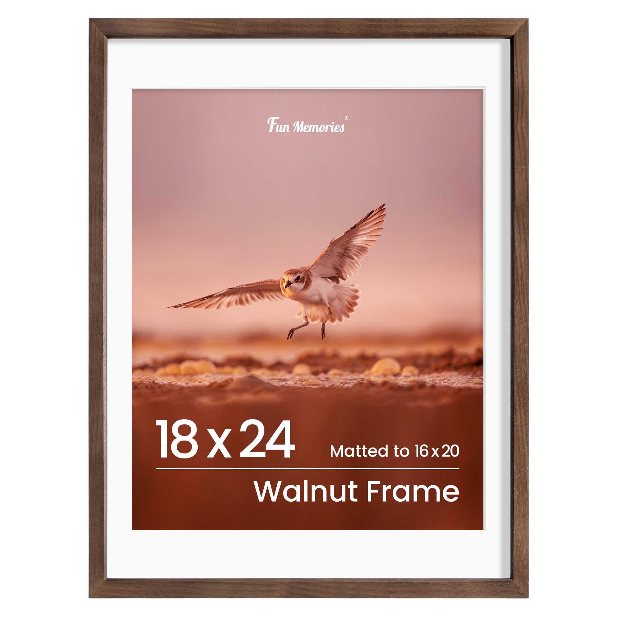 Amazon.com - 18x24 Picture Frame, Solid Walnut Wood Frame 18"x24" with ...