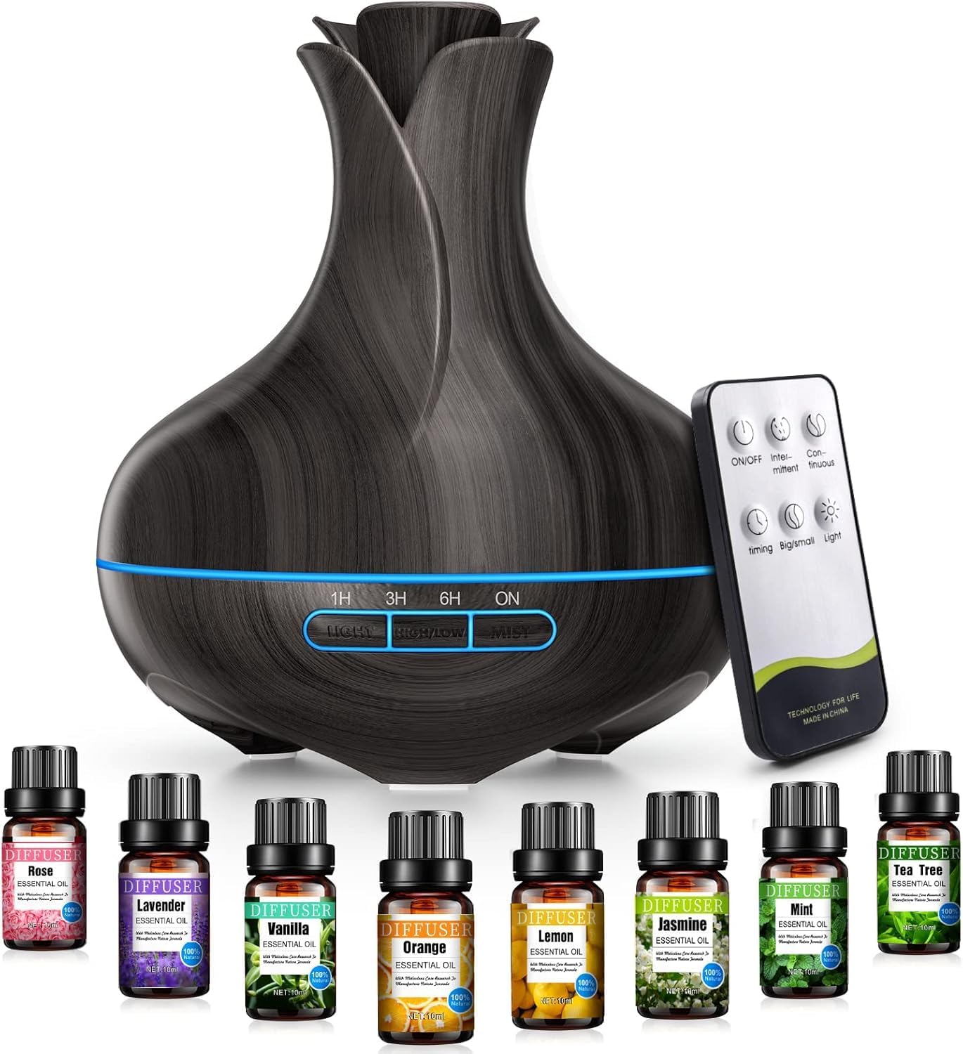 600 ML Aromatherapy Oil Diffusers With 8 Essential Oils Set, Ultrasonic ...