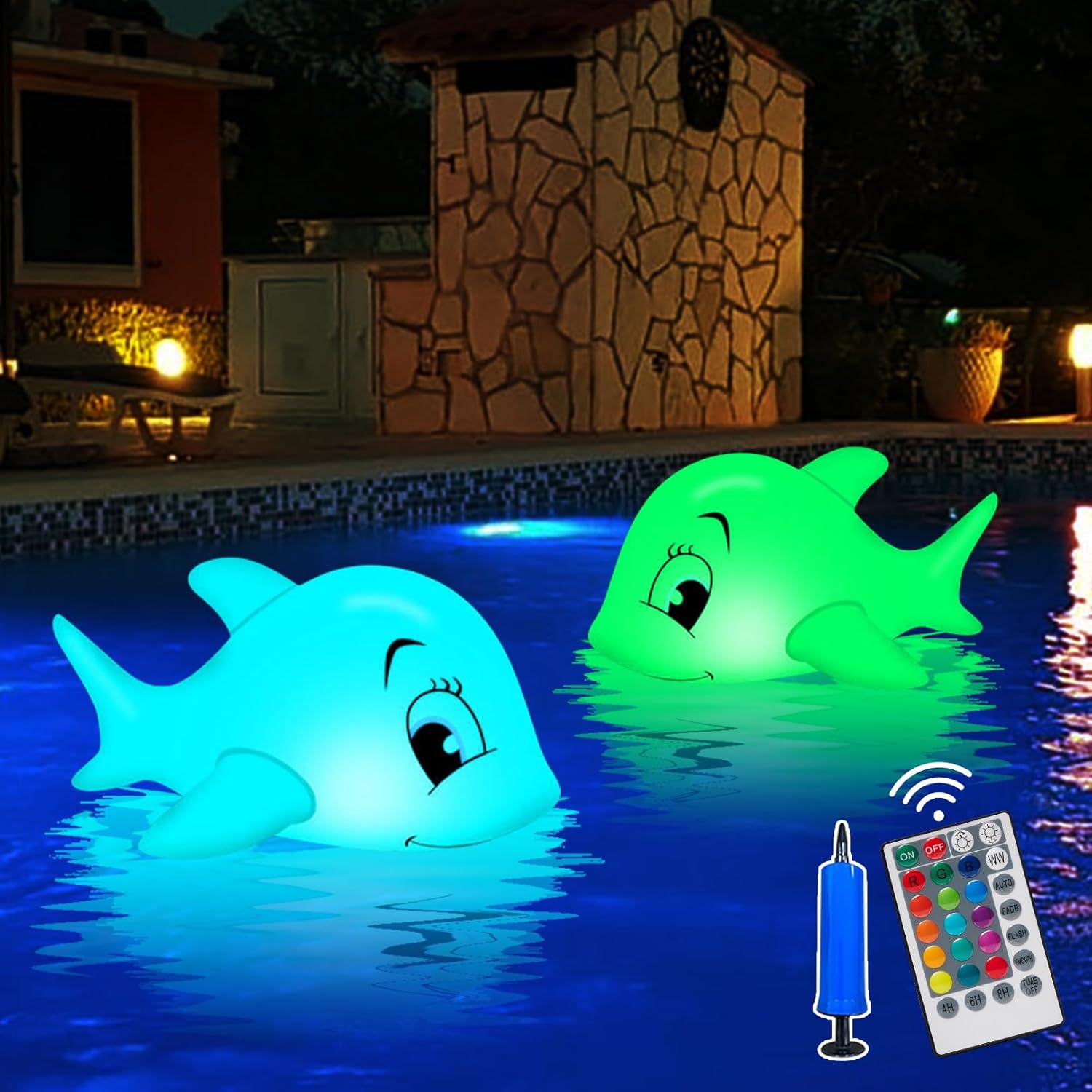 Amazon.com : Floating Pool Lights,Inflatable Dolphins Pool Lights That ...