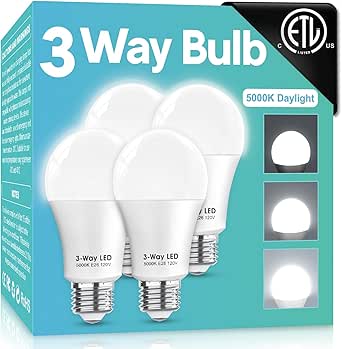 Gonhom ETL Listed 3 Way LED Light Bulbs Daylight White 5000K,30 70 100W ...