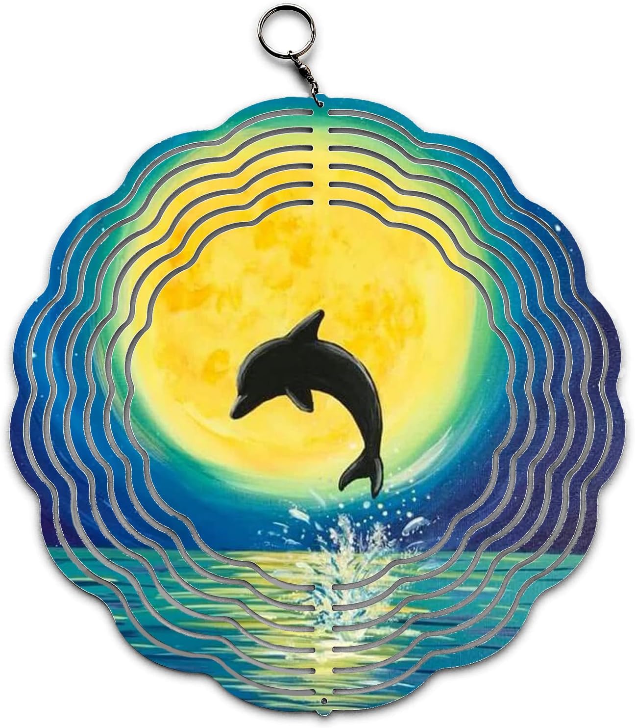 Amazon.com: Artistic Painting Playful Dolphin Wind Spinner for Yard Art ...