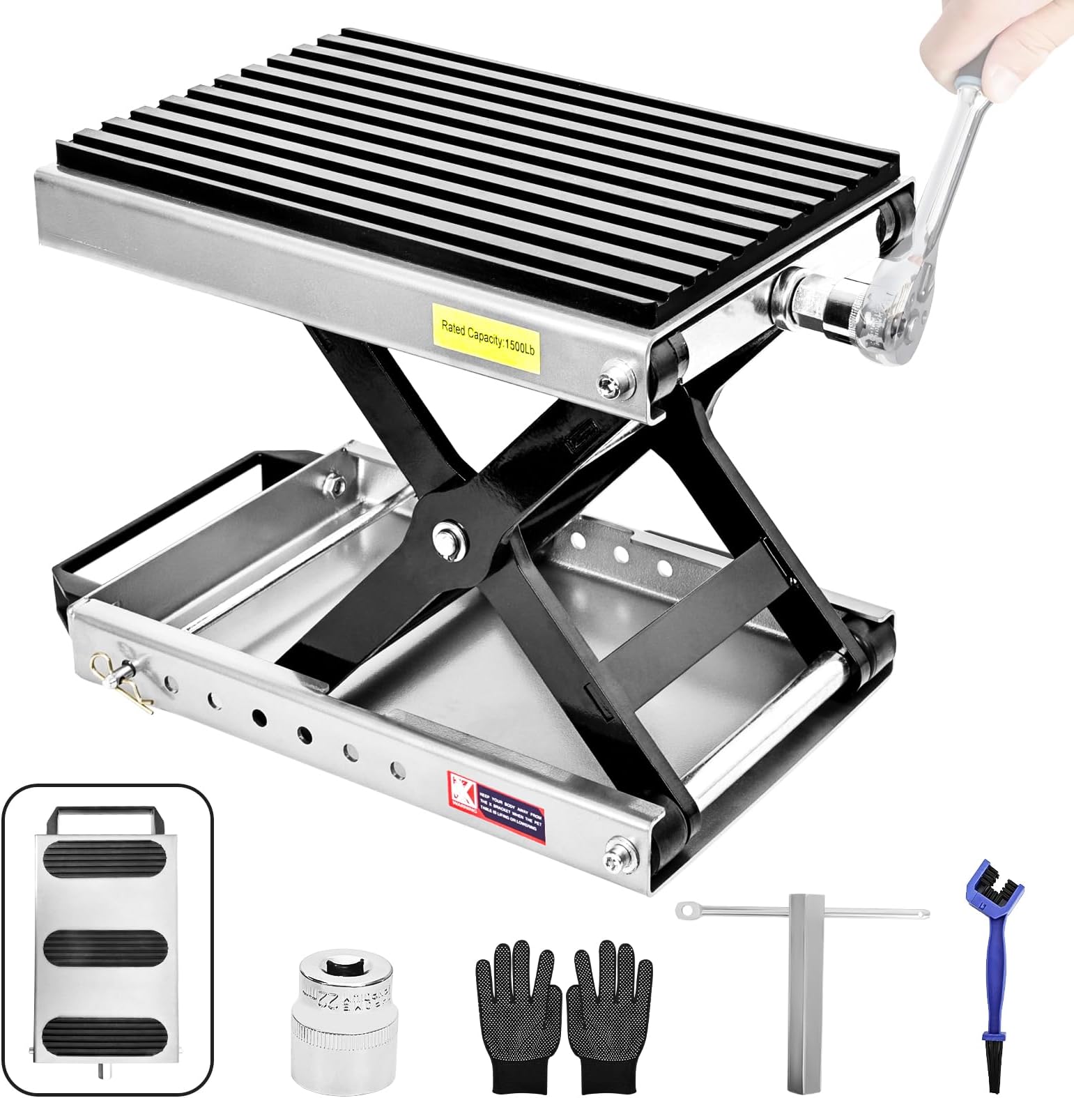 Amazon.com: 1500 LBS Motorcycle Jack, Thickened 0.48" Rubber Pad ...