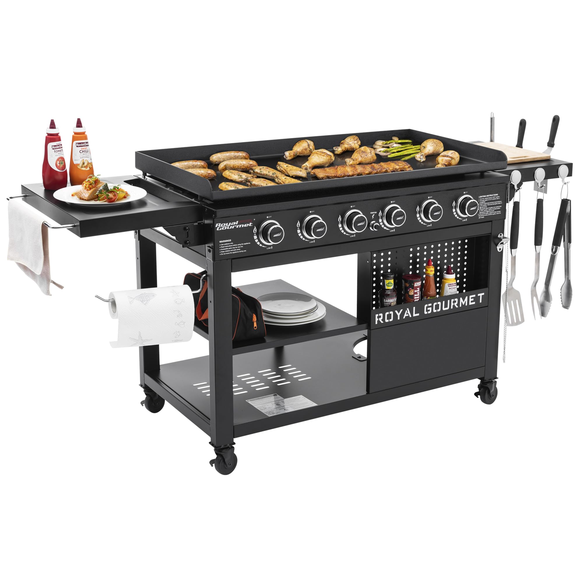 Amazon.com: Grills House 44-Inch 6-Burner Flat Top Propane Gas Grill ...