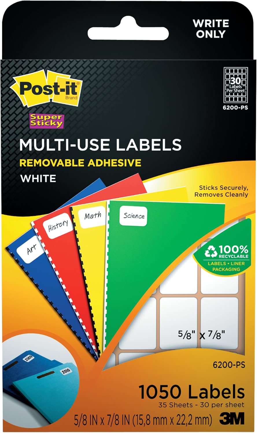 Amazon.com : Post-it Multi-Use Labels, Write Only, White, 5/8 x 7/8 ...