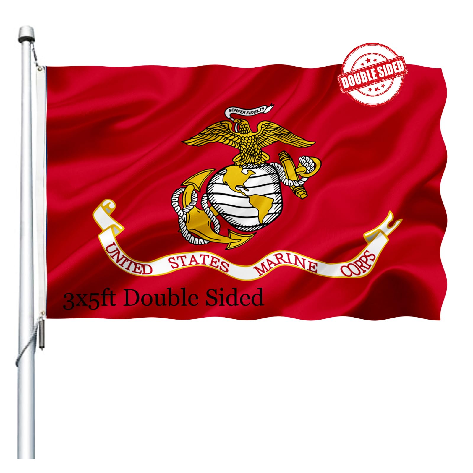 Snapklik.com : Double Sided Marine Corps USMC Flag 3x5 Outdoor- Heavy ...