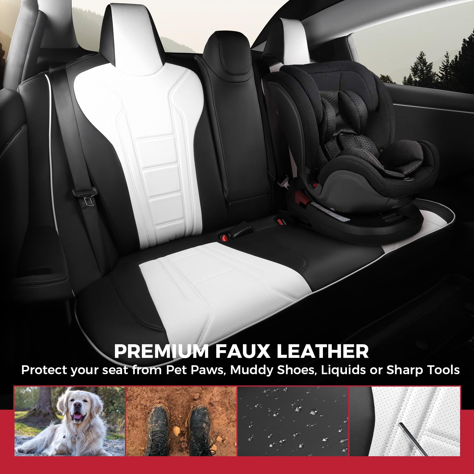 Snapklik.com : Seat Cover For Tesla Model 3 2024 2025 5 Seats Faux ...