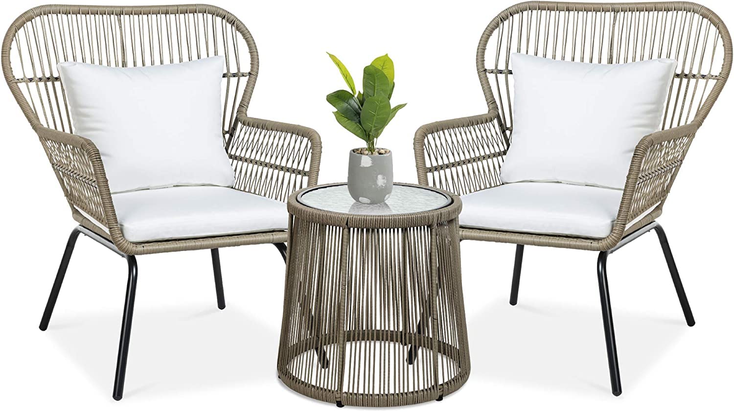 City Outdoor 3 Piece Patio Rope Bistro Set Outdoor Indoor Woven Rope ...