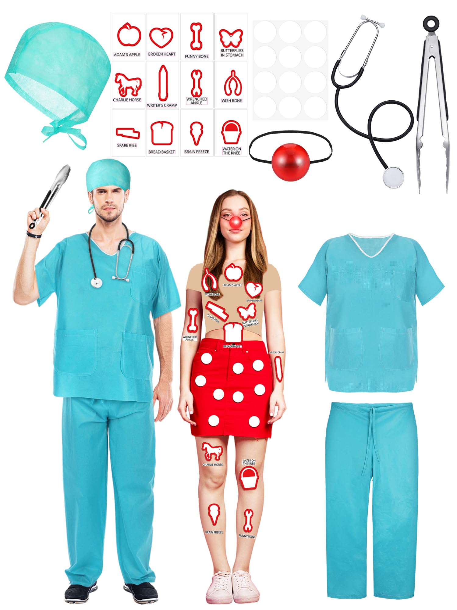 Amazon.com: Realspring 8 Pcs Operation Game Couples Costume Set for ...