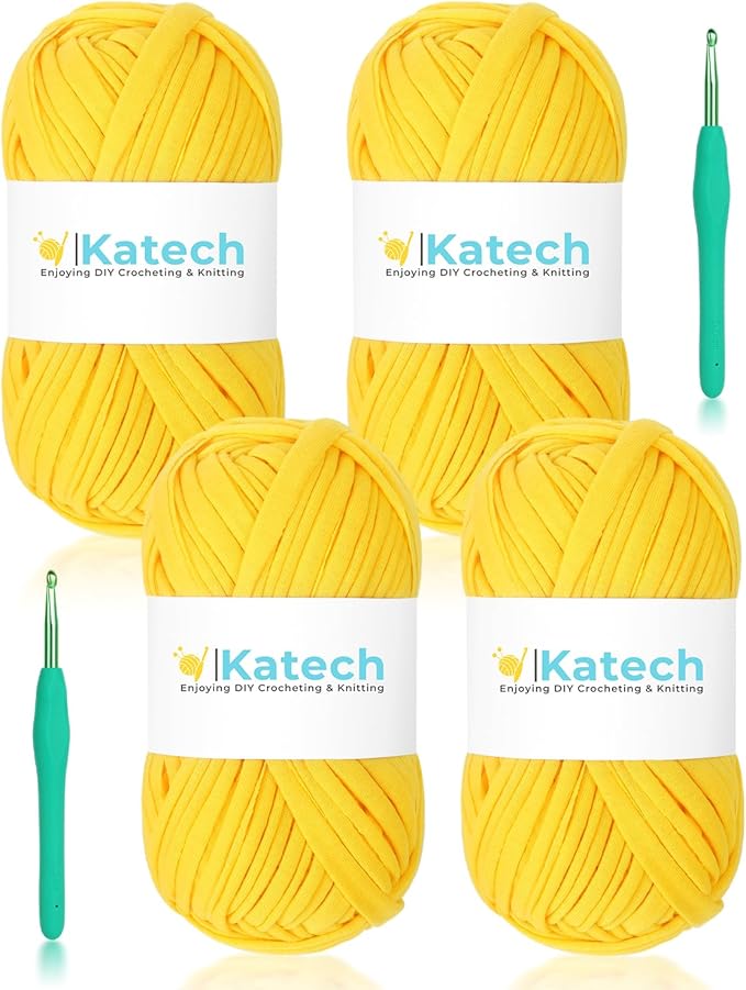 Amazon.com: Katech 4 Pack 100g T Shirt Fabric Yarn Kit for DIY Hand ...