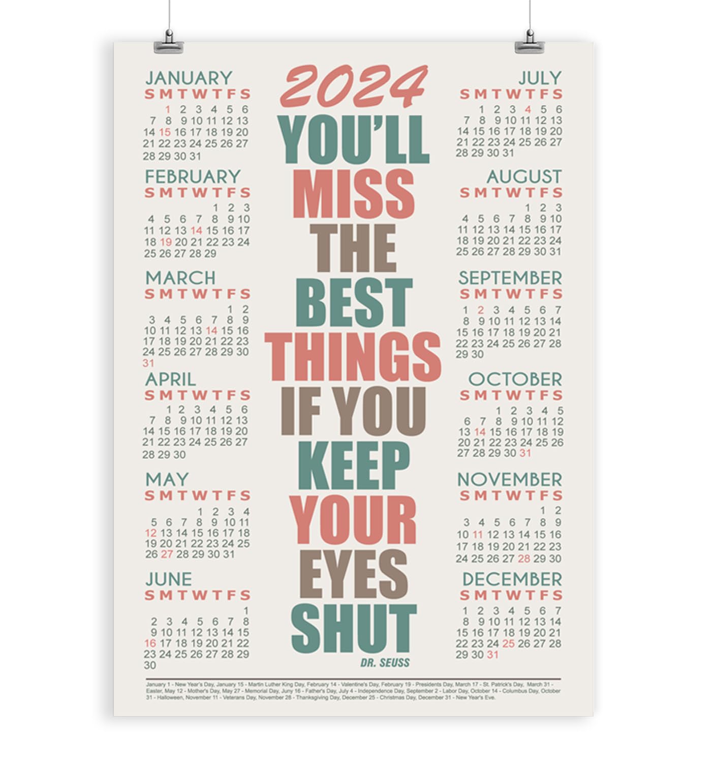 Amazon.com: 2024 Wall Calendar Literary Quote - Yearly Inspirational ...