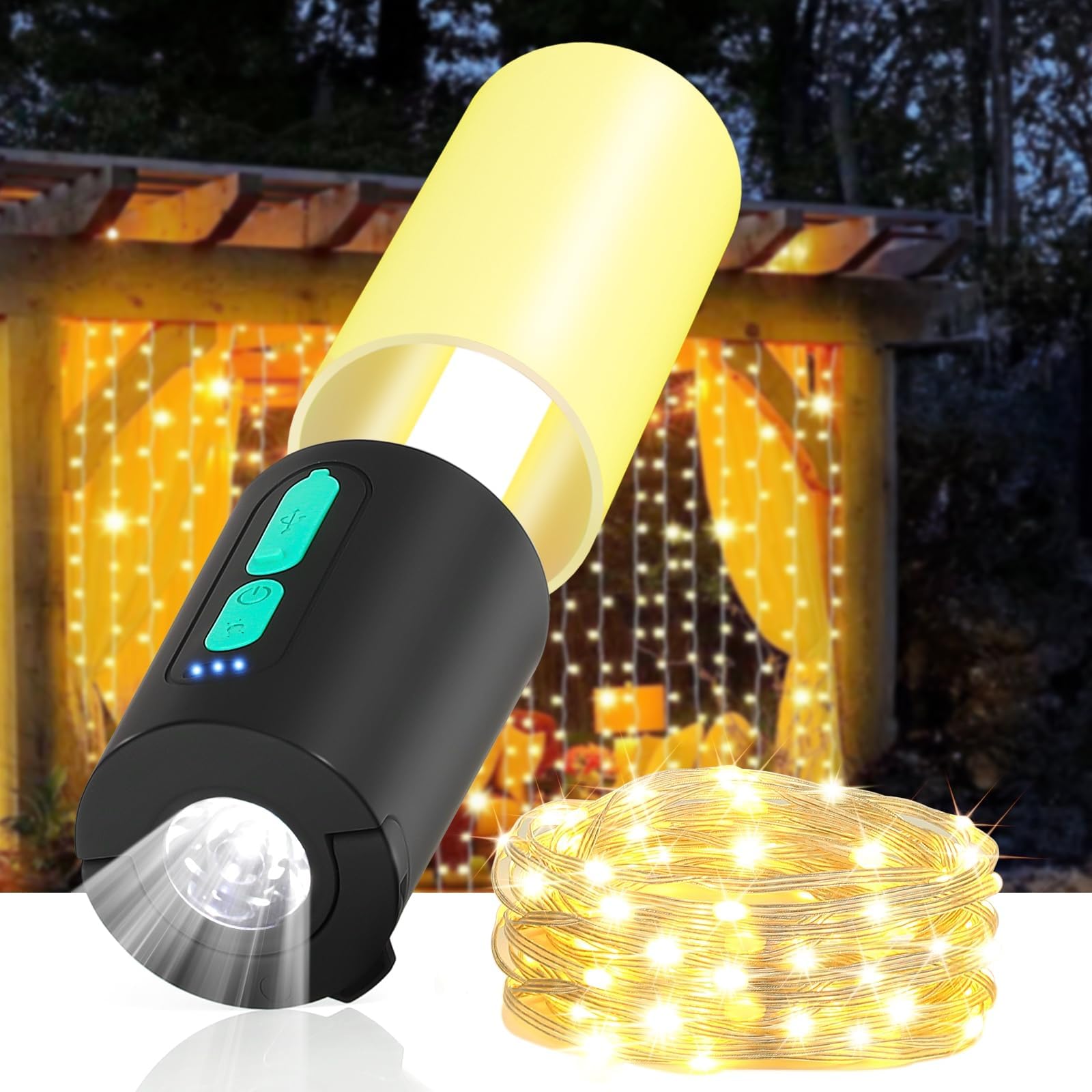 Amazon.com: Upgraded Camping String Lights 33FT 8 Modes(4 in 1 Design ...