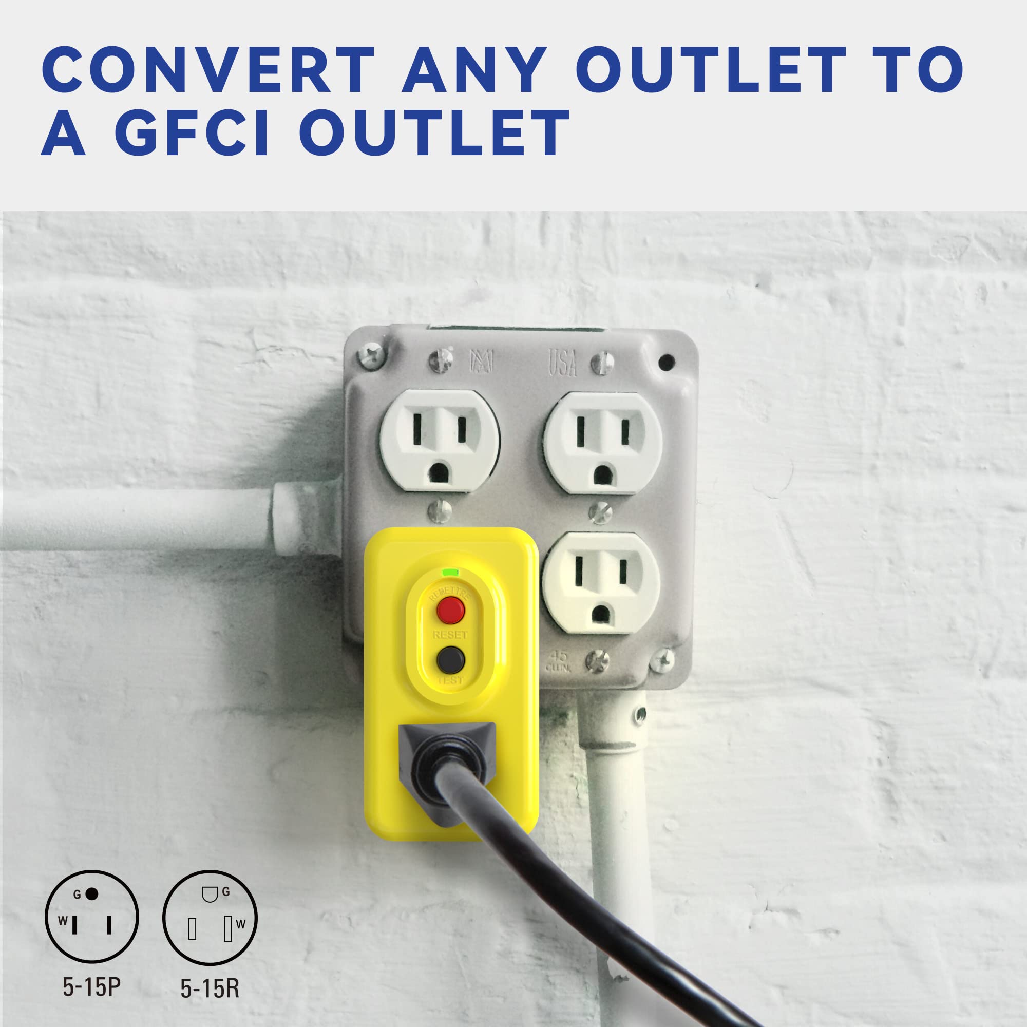 Snapklik.com : AIDA GFCI Adapter, 15 AMP Single Outlet Grounded 3-Prong ...
