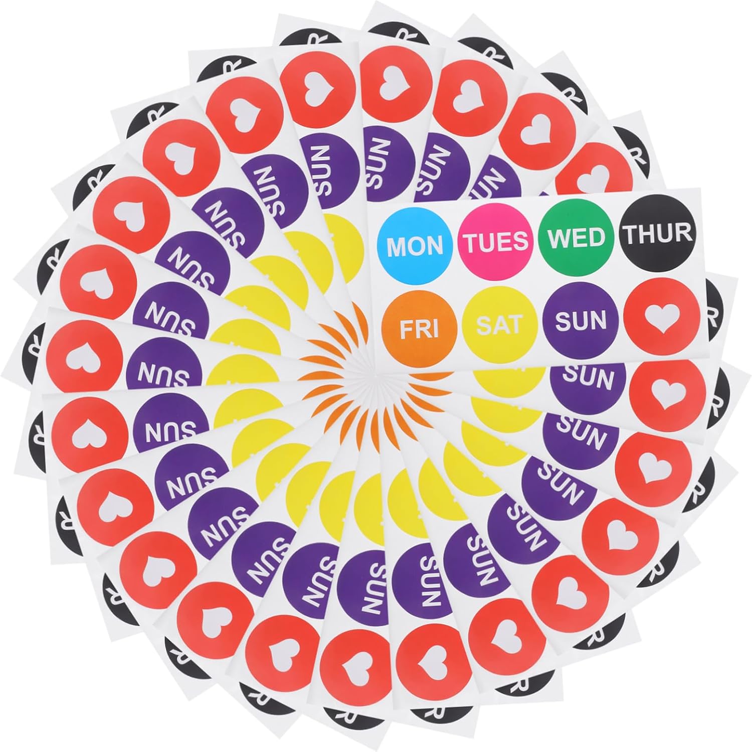 Amazon.com : VILLFUL 50 Sheets Week Stickers Days of Week Labels ...