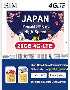 Amazon.co.jp: 【Japanese SIM 】Prepaid SIM Card 360Days 20GB Stable High-Speed Communication 5G/4G ...
