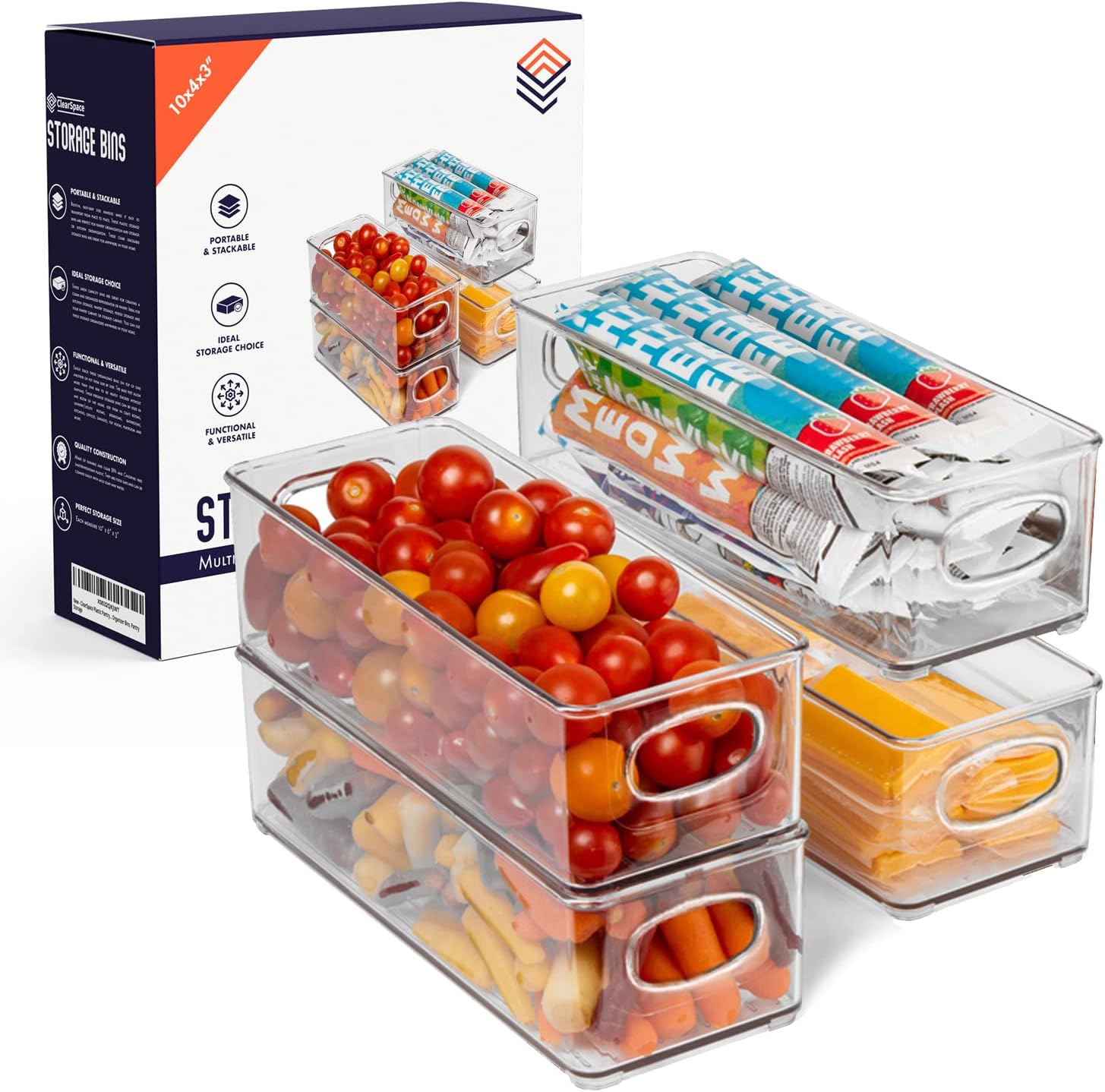 Amazon.com: KAVDNAE Stackable Plastic Food Storage Bin with Handles for ...