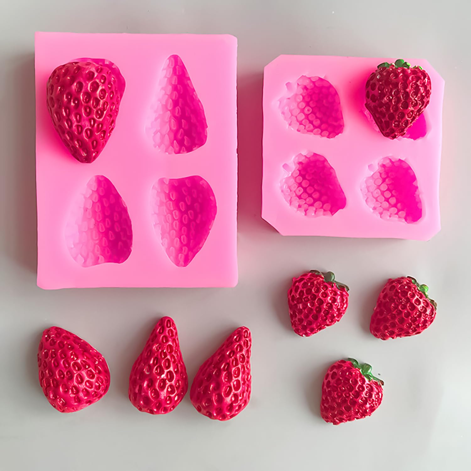 Amazon.com: 2 Pieces 3D Strawberry Silicone Mold Cute Strawberry Baking ...