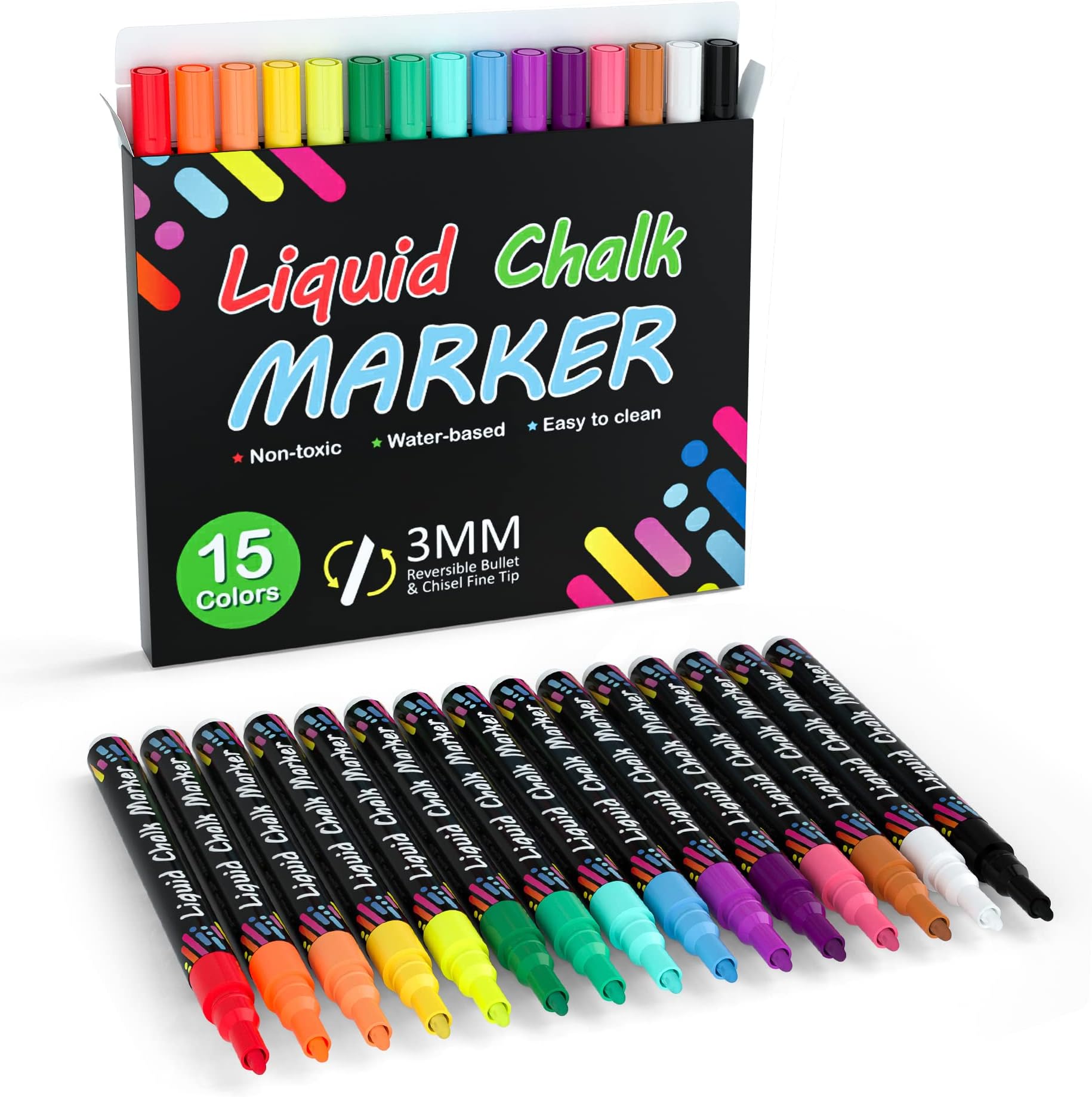 Shuttle Art Liquid Chalk Pens, 15 Vibrant Colours Chalk Pens for ...