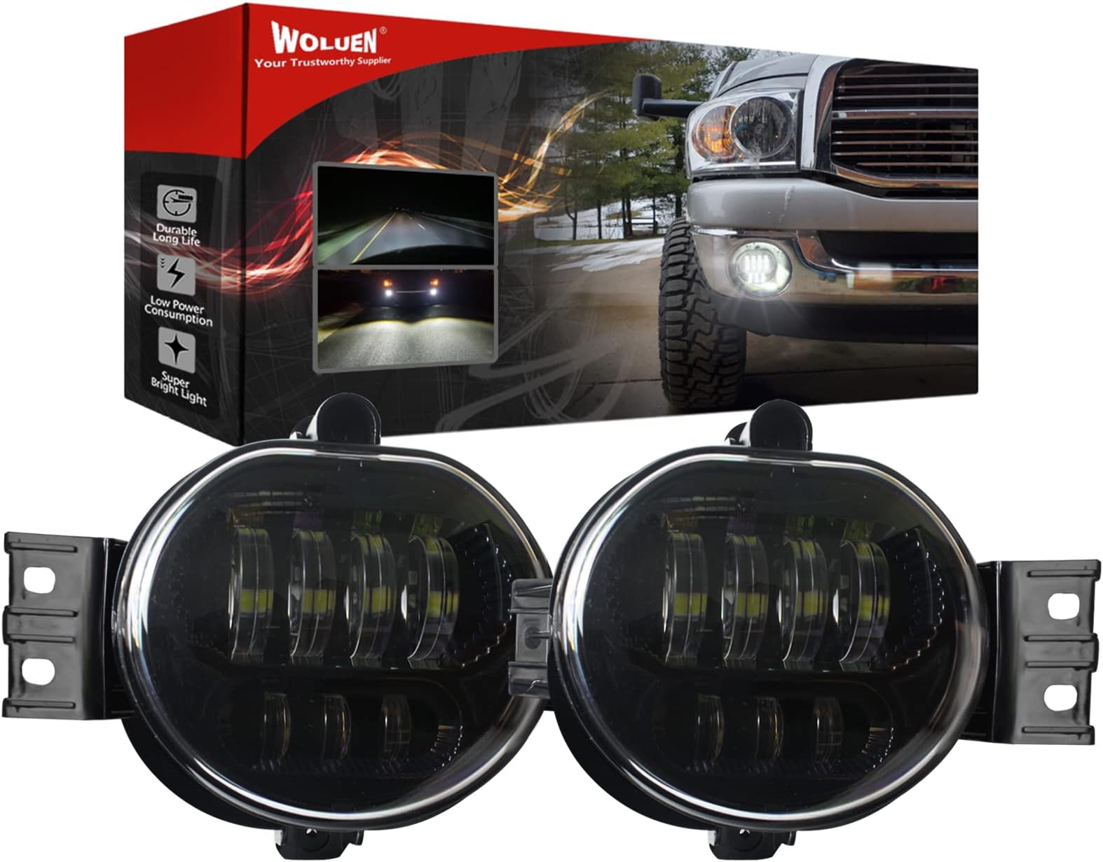 Amazon.com: WOLUEN Dodge Ram 1500 LED Fog Light - DOT Approved Super ...
