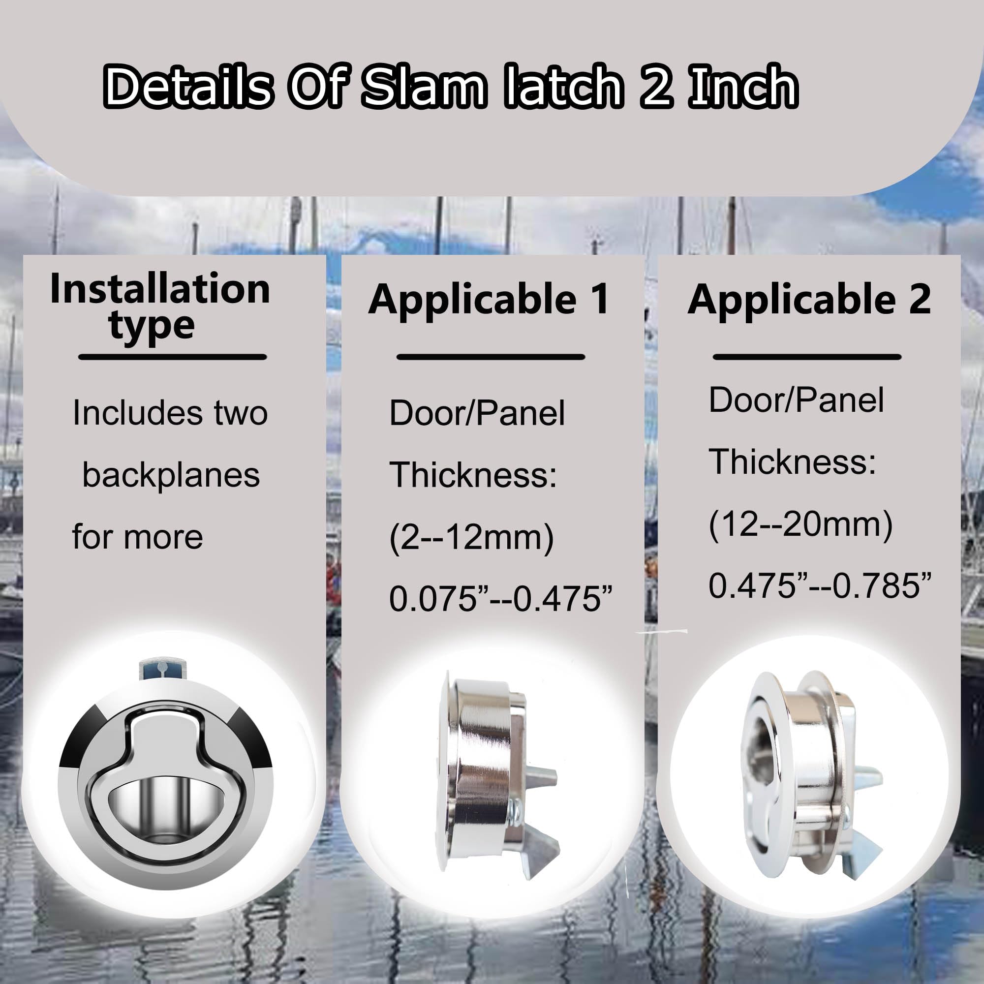 Snapklik.com : Boat Slam Latch 2" Lift Handle Deck Hatch Marine Grade ...