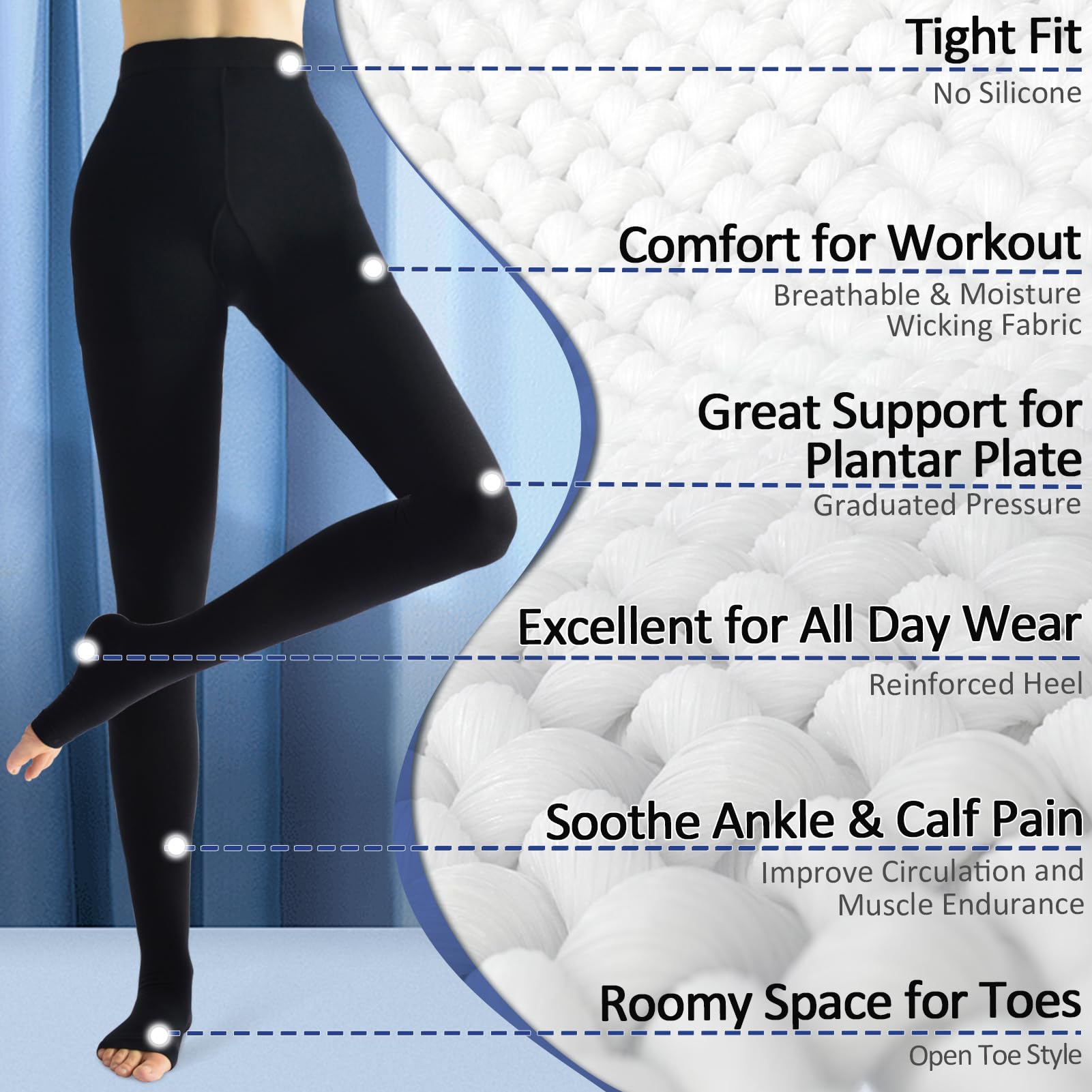 Snapklik.com : Medical Compression Pantyhose Women & Men,20-30mmHg Open ...