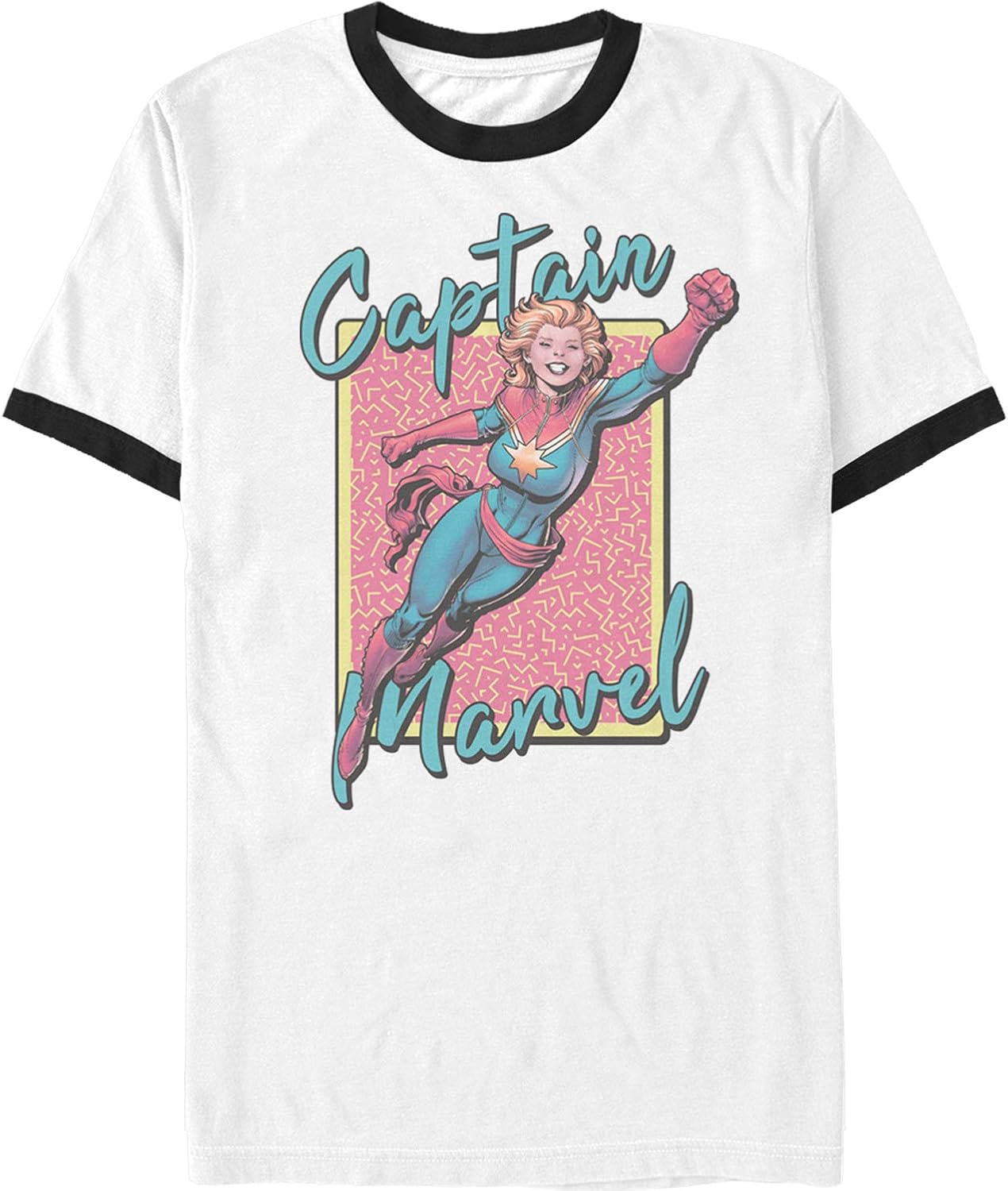 Amazon.com: Marvel Official 90s Captain Men's Fashion Ringer : Clothing ...