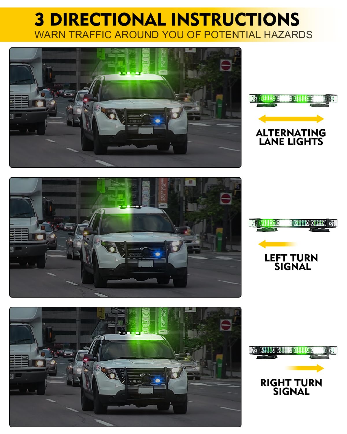 Snapklik.com : LUMENIX Rooftop Strobe Beacon Lights Bar White Green LED ...