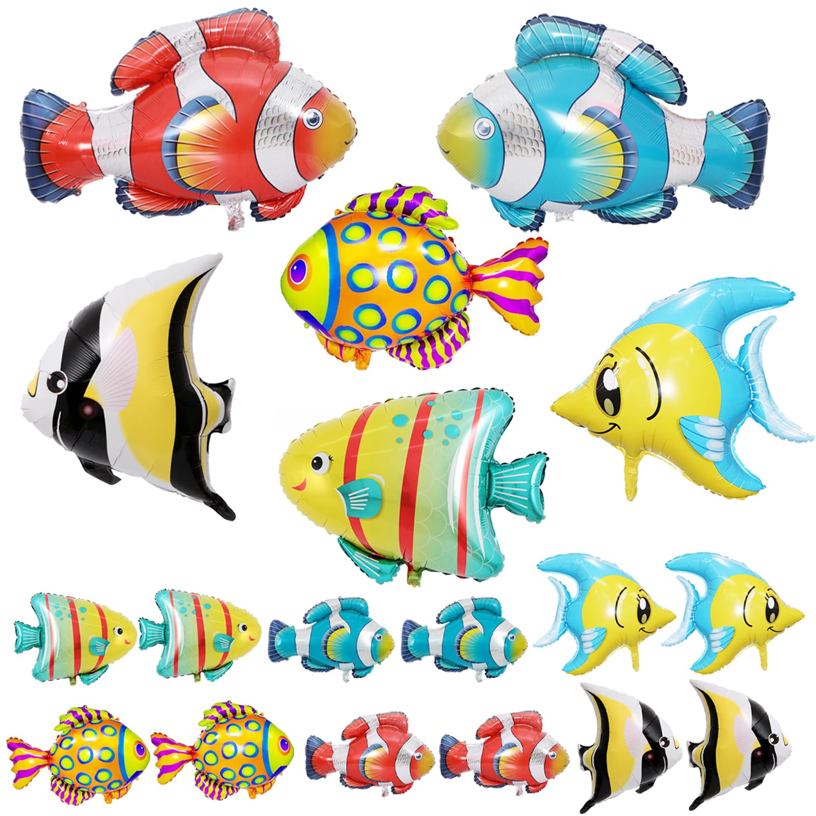 Amazon.com: 18 Pcs Large Tropical Fish Balloons Set, Foil Inflatable ...