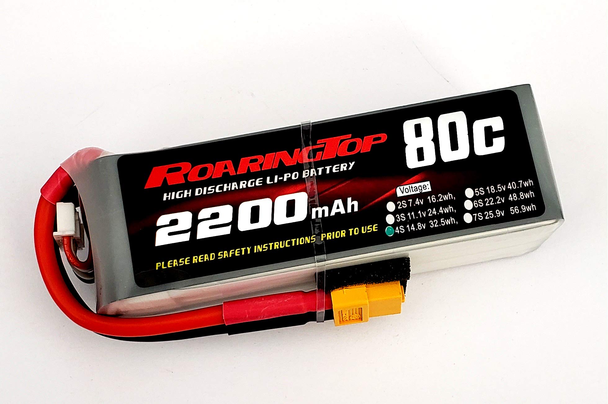 Amazon.com: RoaringTop LiPo Battery Pack 80C 2200mAh 4S 14.8V with XT60 ...