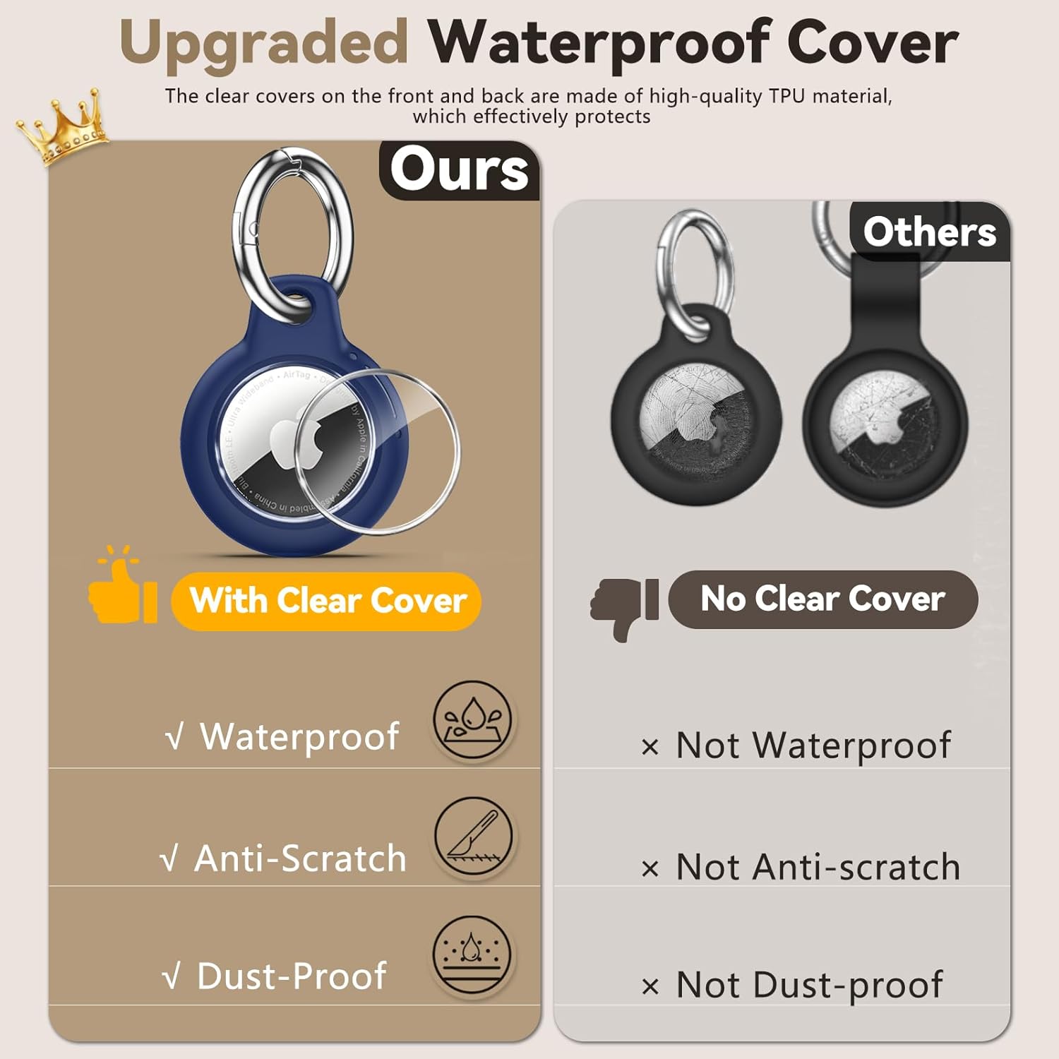 Upgrade Waterproof Airtag Holder with Apple Airtag Keychain, Hard PC ...